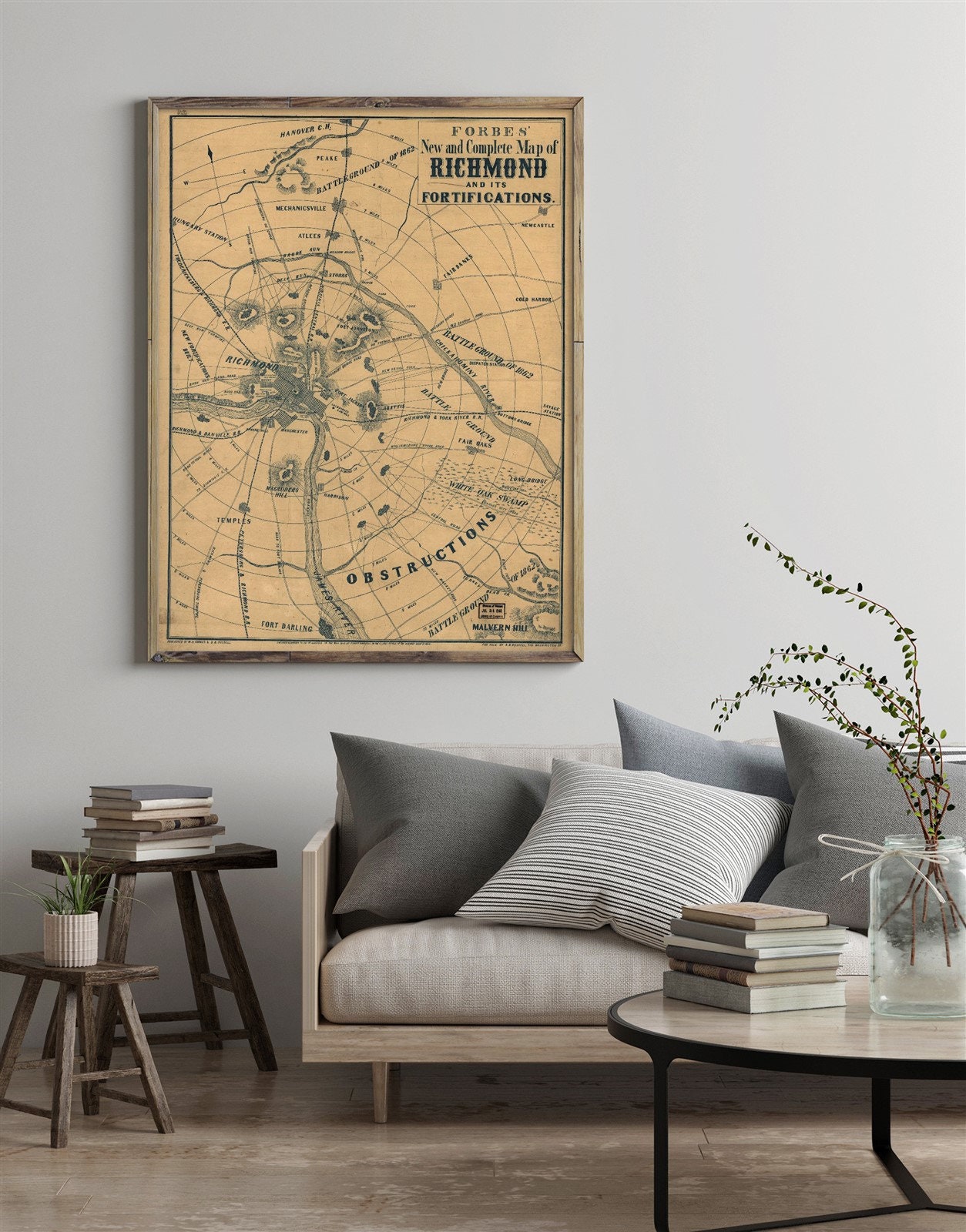 1864 Map Forbes' New and Complete Map of Richmond and | Etsy