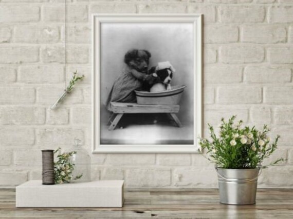 Photo: the Bath Dog Bath in Tub Frees Harry Whittier 1914 | Etsy