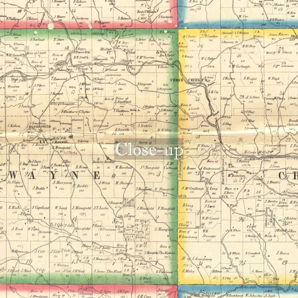 Map 1856 Map Ohio Jefferson of Jefferson County Ohio: | Etsy