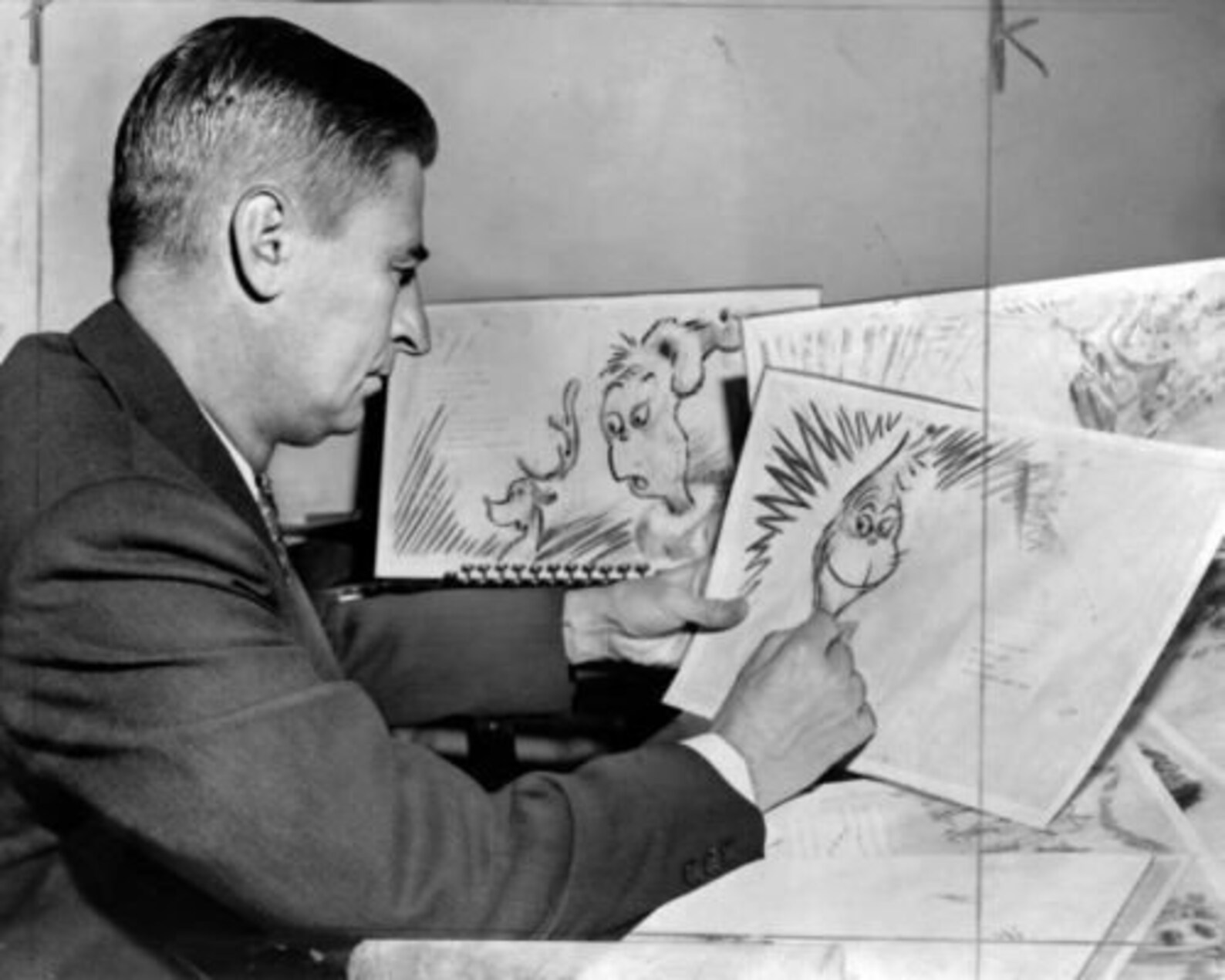 Photo: Dr. Seuss Draws Grinch Ted Geisel How the Grinch - Etsy