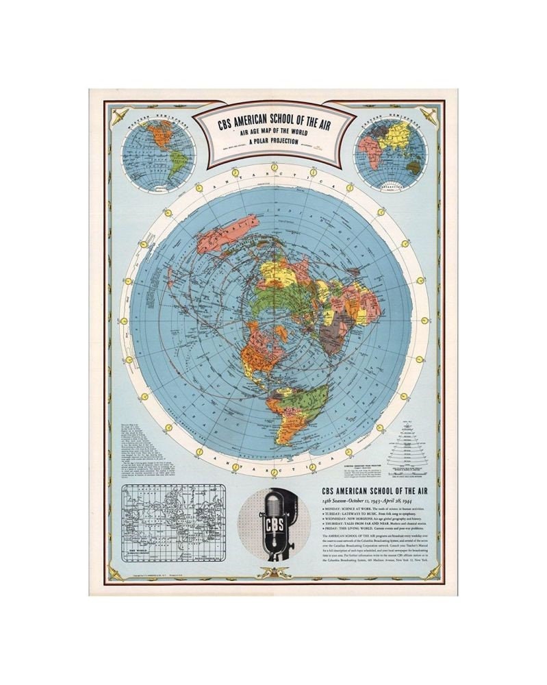 Map CBS American School of the Air Air Age Map of the World | Etsy