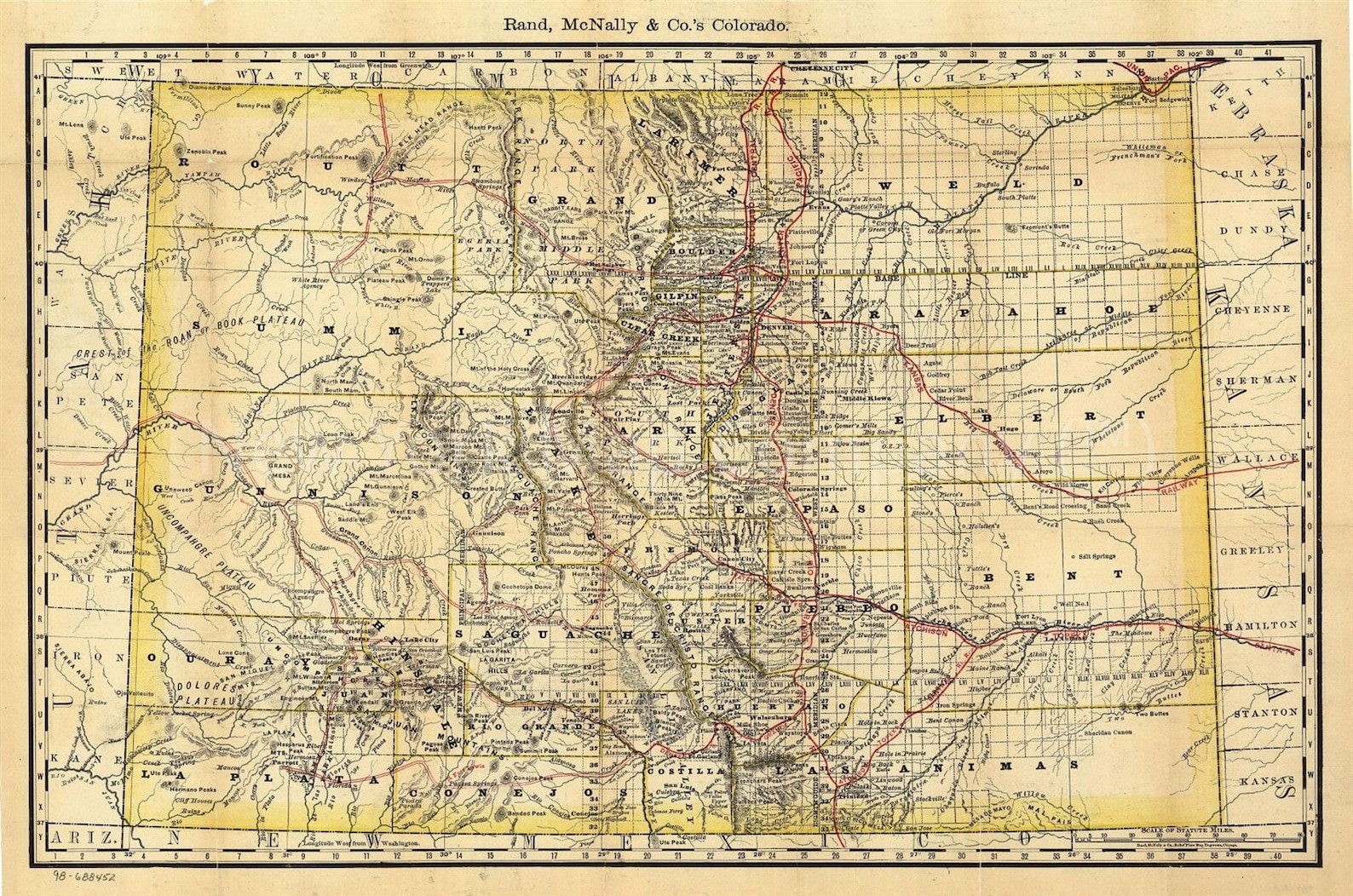 Map 1879 Map Indexed Map of Colorado Showing the Railroads in | Etsy