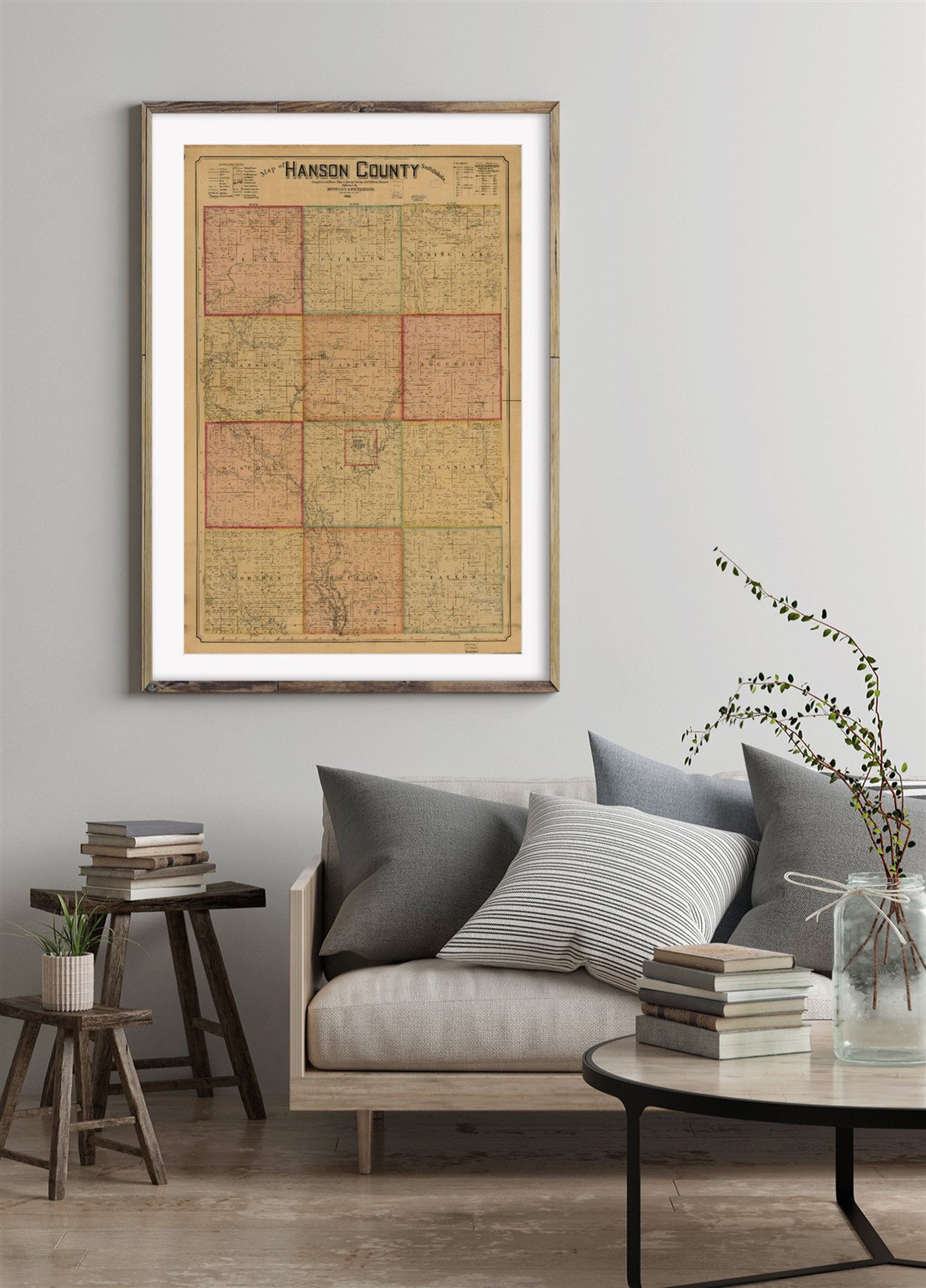 Map 1893 Map of Hanson County South Dakota: Compiled and - Etsy