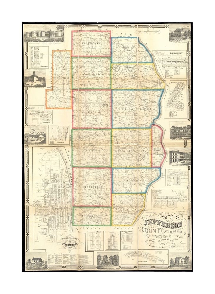 Map 1856 Map Ohio Jefferson of Jefferson County Ohio: | Etsy