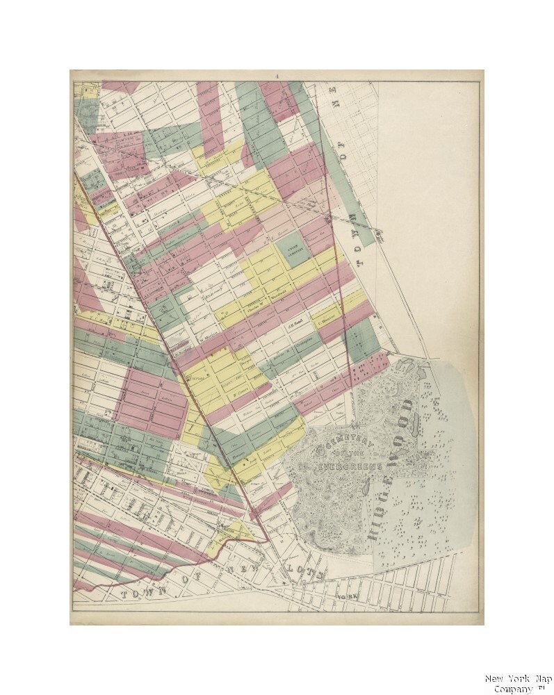 Map 1869 Map of New York Sheet 4: Map Encompassing Ocean Hill | Etsy