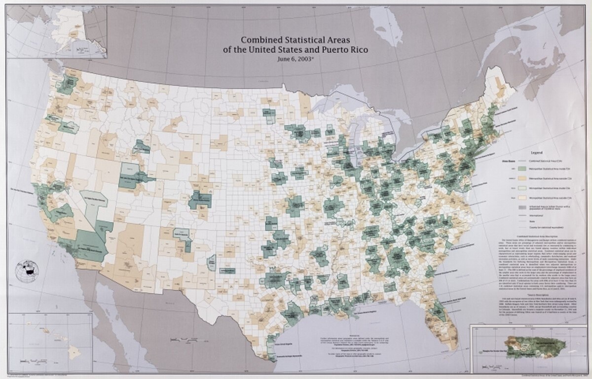 Map 2003 Map Metropolitan and Micropolitan Statistical Areas - Etsy