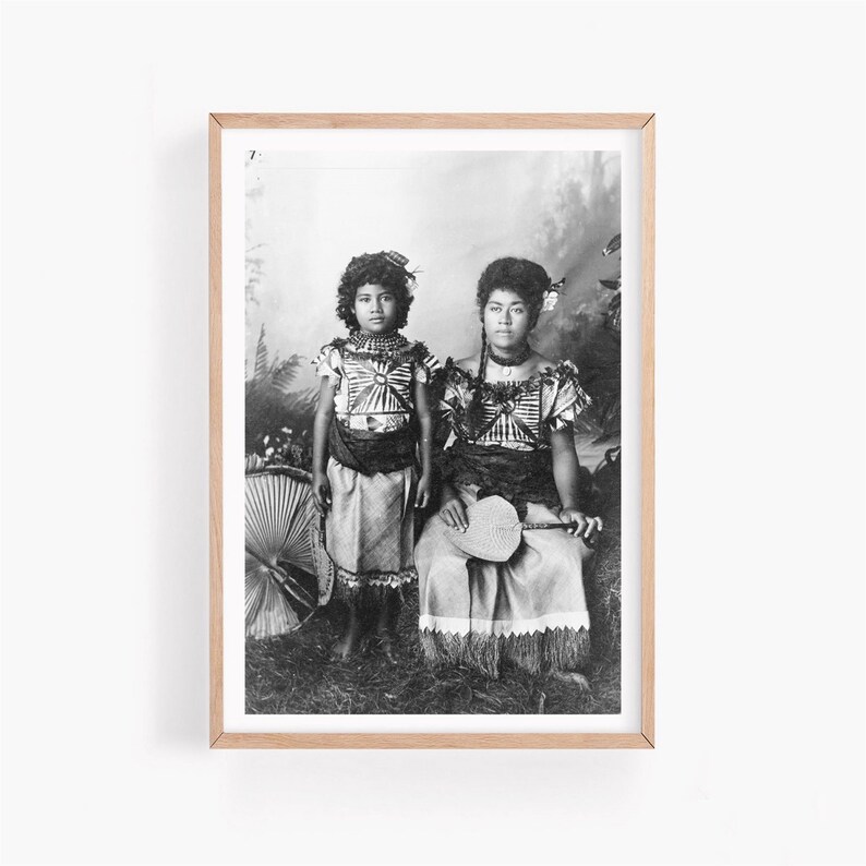 1800s Photo Portrait of Girl and Woman Samoan Princesses in - Etsy