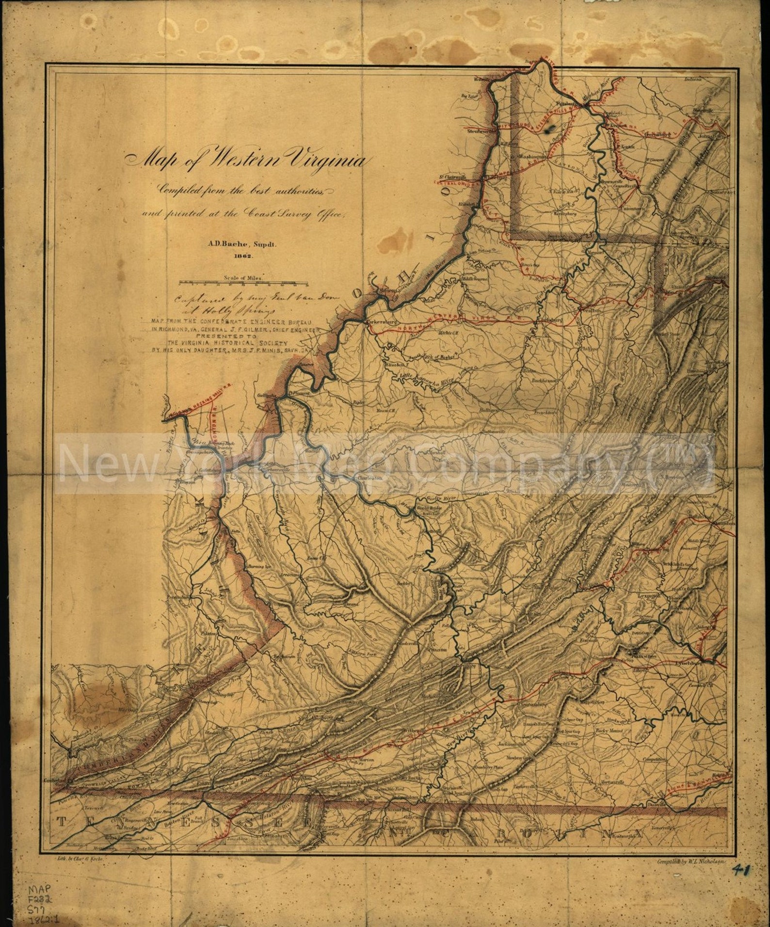 Map 1862 Map of Western Virginia Civil War Gilmer Jeremy - Etsy