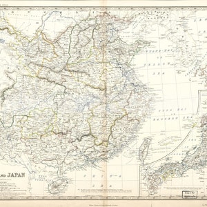 Map 1861 Map China and Japan China Japan in Upper Left - Etsy