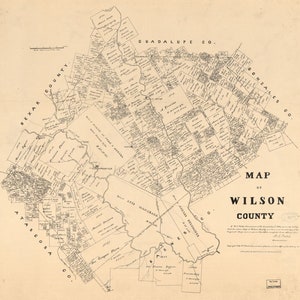 1879 Map of Wilson County. Copyright 1879 W.C. Walsh - Etsy