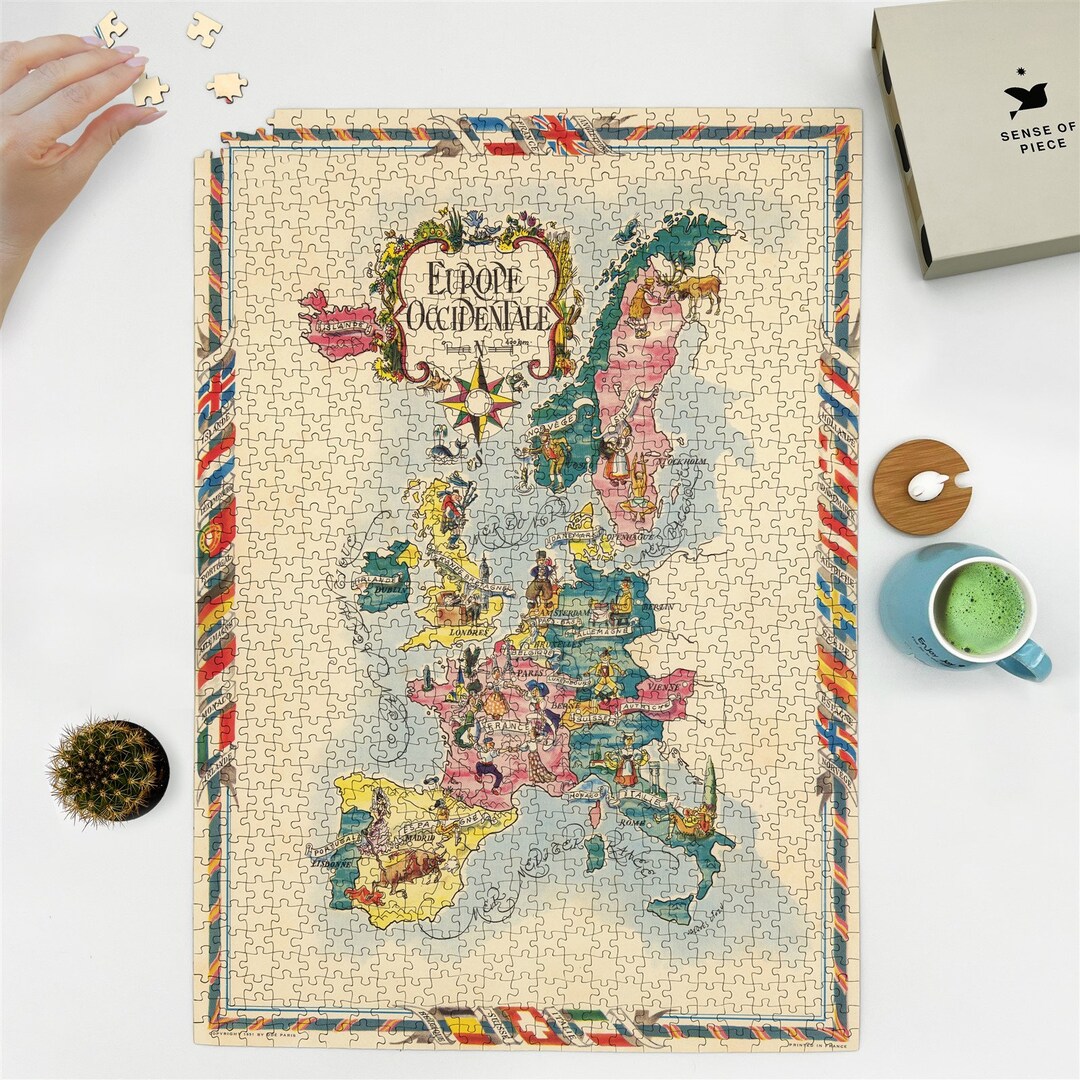 1951 Map of Europe: Western 1000 Piece Adult Jigsaw Puzzle - Etsy