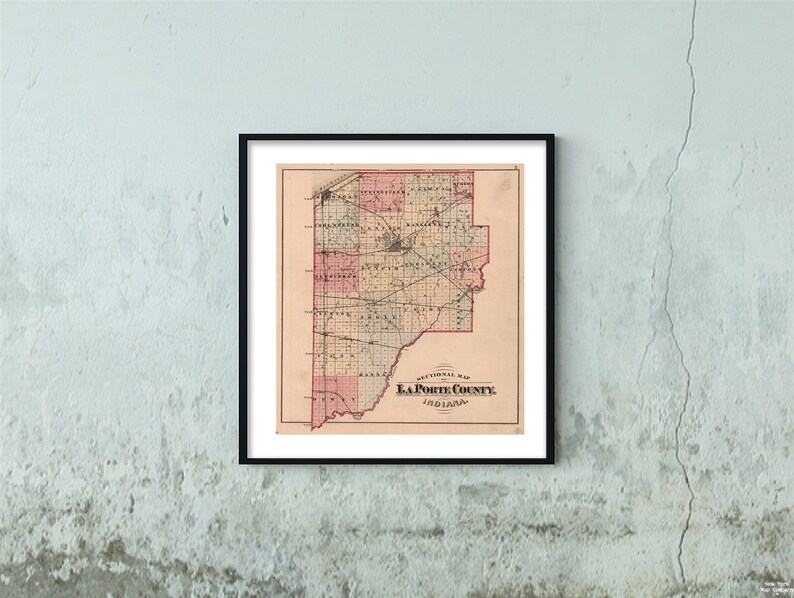Sectional Map of Laporte County Indiana. an Illustrated - Etsy