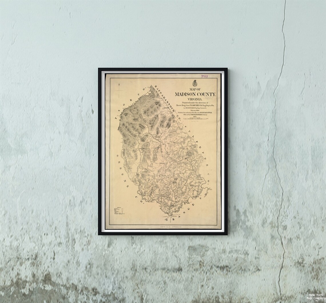 Map 1875 Map Virginia Madison of Madison County Virginia: - Etsy
