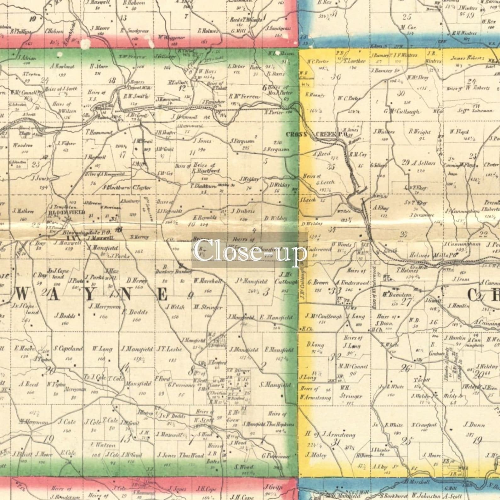 Map 1856 Map Ohio Jefferson of Jefferson County Ohio: - Etsy