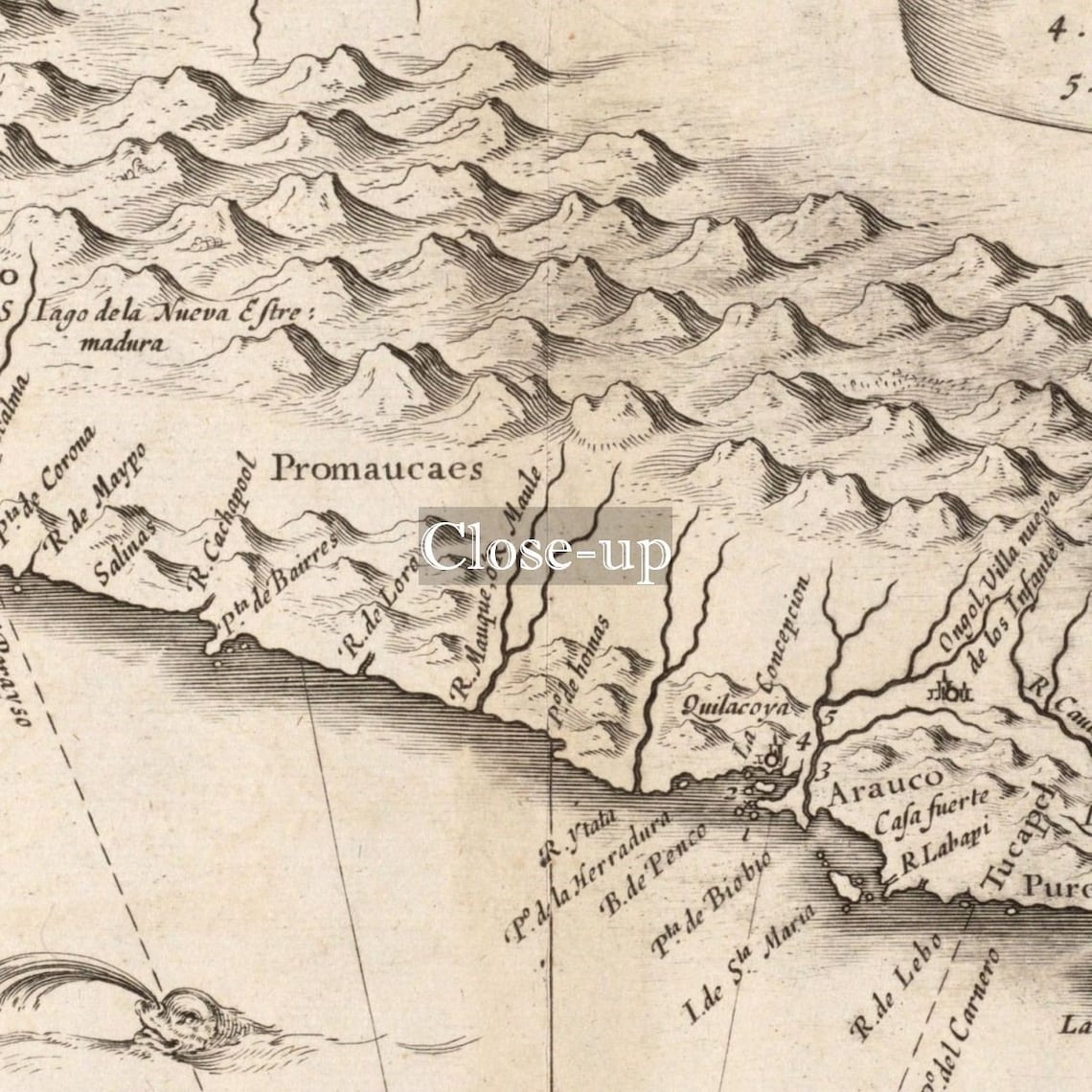 1630 Map Chile Chili Collection of old maps Relief shown | Etsy