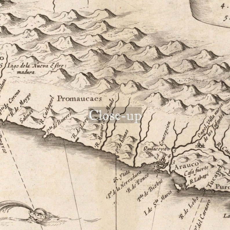 1630 Map Chile Chili Collection of Old Maps Relief Shown - Etsy