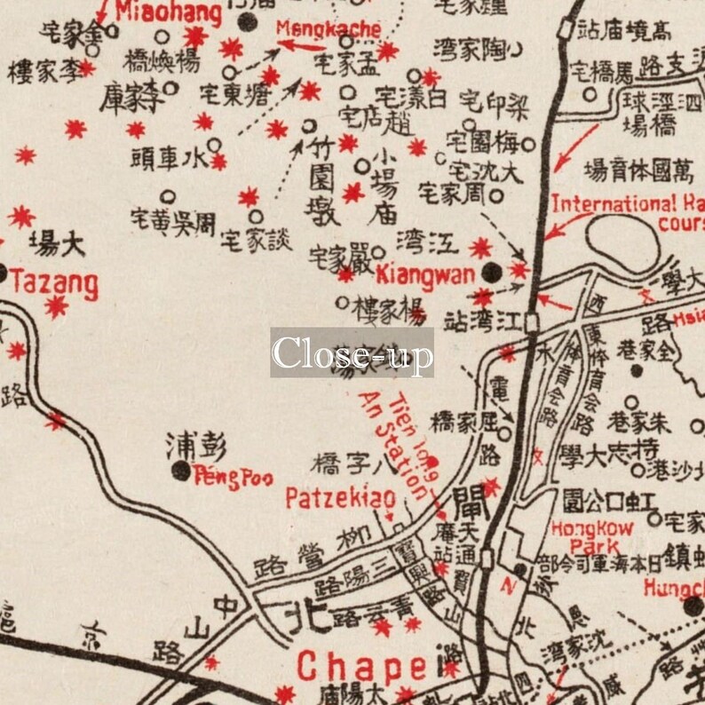 Map: 1932 Map China Shanghai Showing Japanese-chinese - Etsy