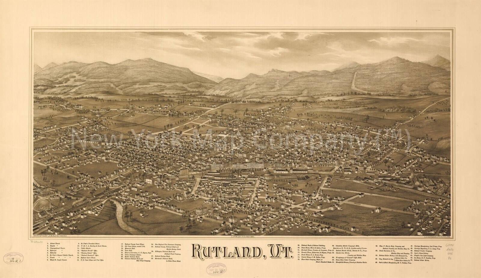 Map 1885 Map Rutland Vt. Map Subjects: Rutland Rutland - Etsy