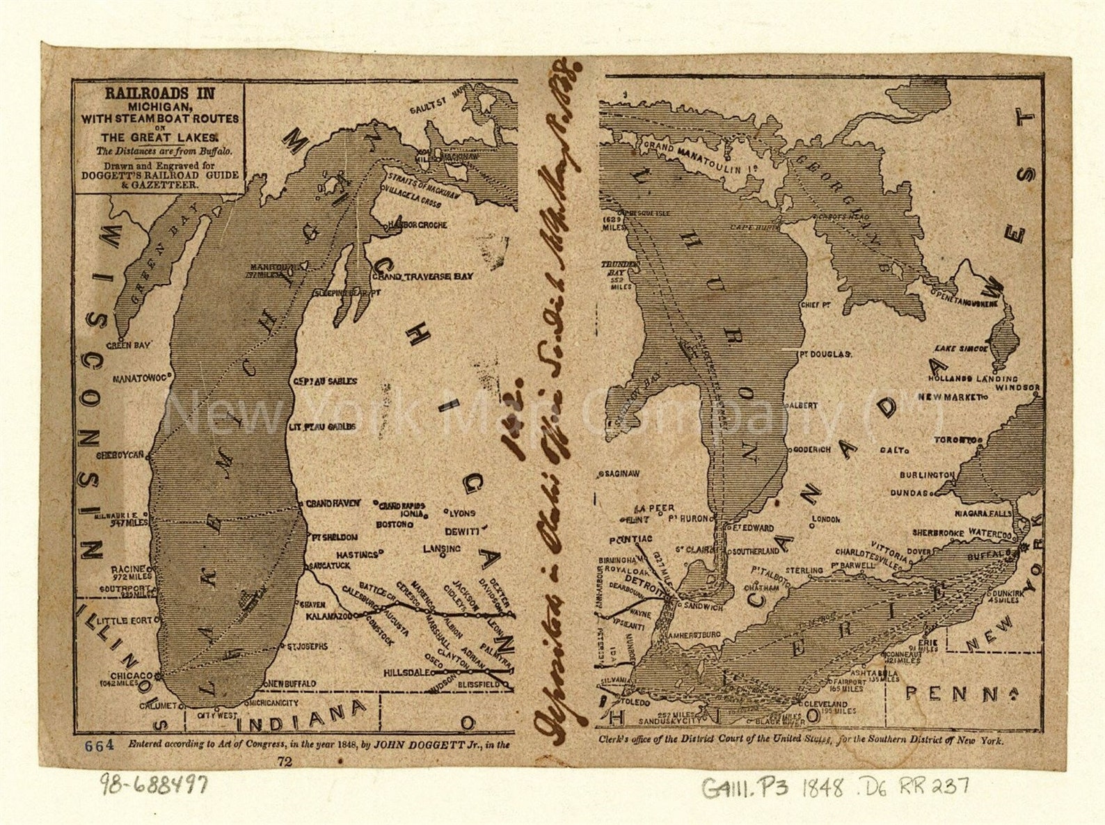 Map 1848 Map Railroads in Michigan With Steamboat Routes on - Etsy