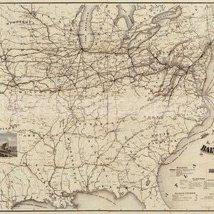 Map: Map of the Baltimore and Ohio Rail Road with its branches | Etsy