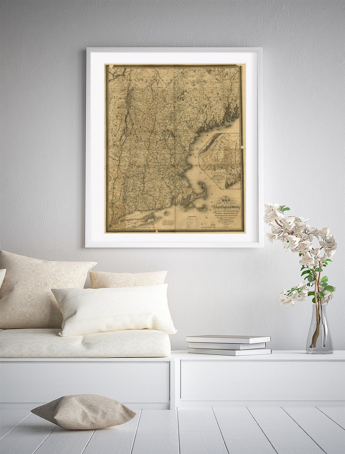 Map 1849 Map A Map of the New England States Maine New - Etsy