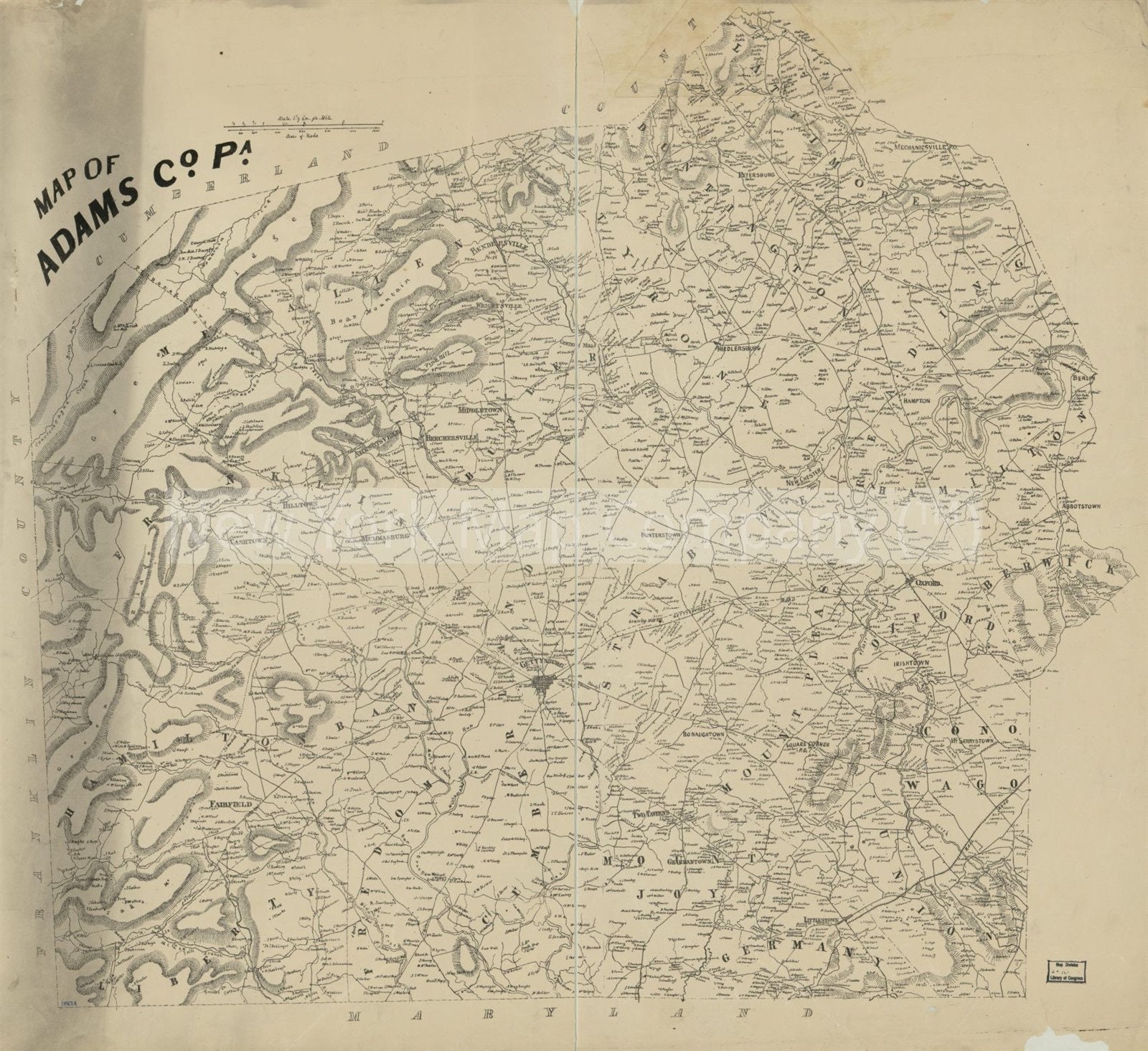 Map 1858 Map of Adams Co. Pa Adams County Adams County Pa | Etsy