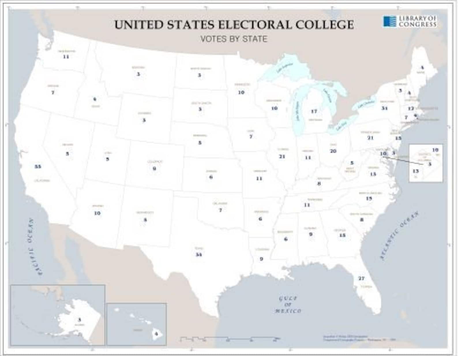 Map of United States Electoral College Votes by State United - Etsy