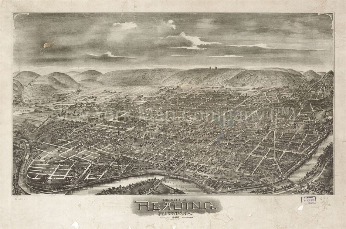Map 1898 Map the City of Reading Pennsylvania 1898. Map - Etsy