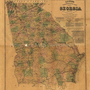 Map 1864 Map Lloyd's Topographical Map of Georgia From - Etsy