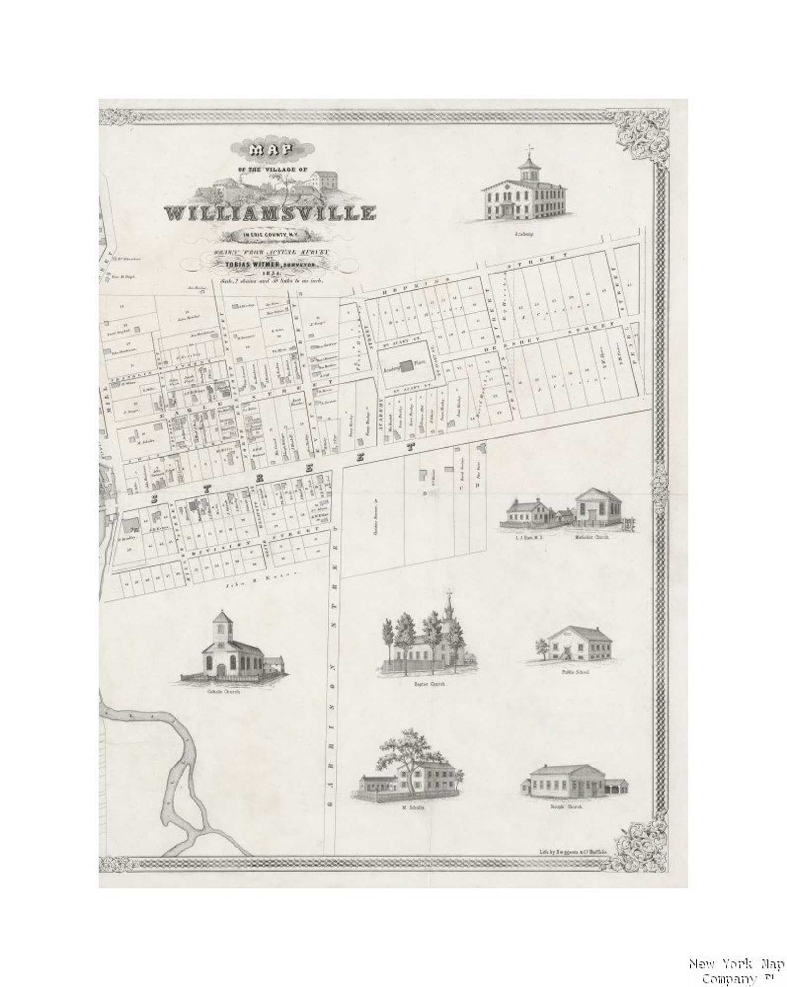 Map: 1854 map of Buffalo Map of the village of Williamsville | Etsy