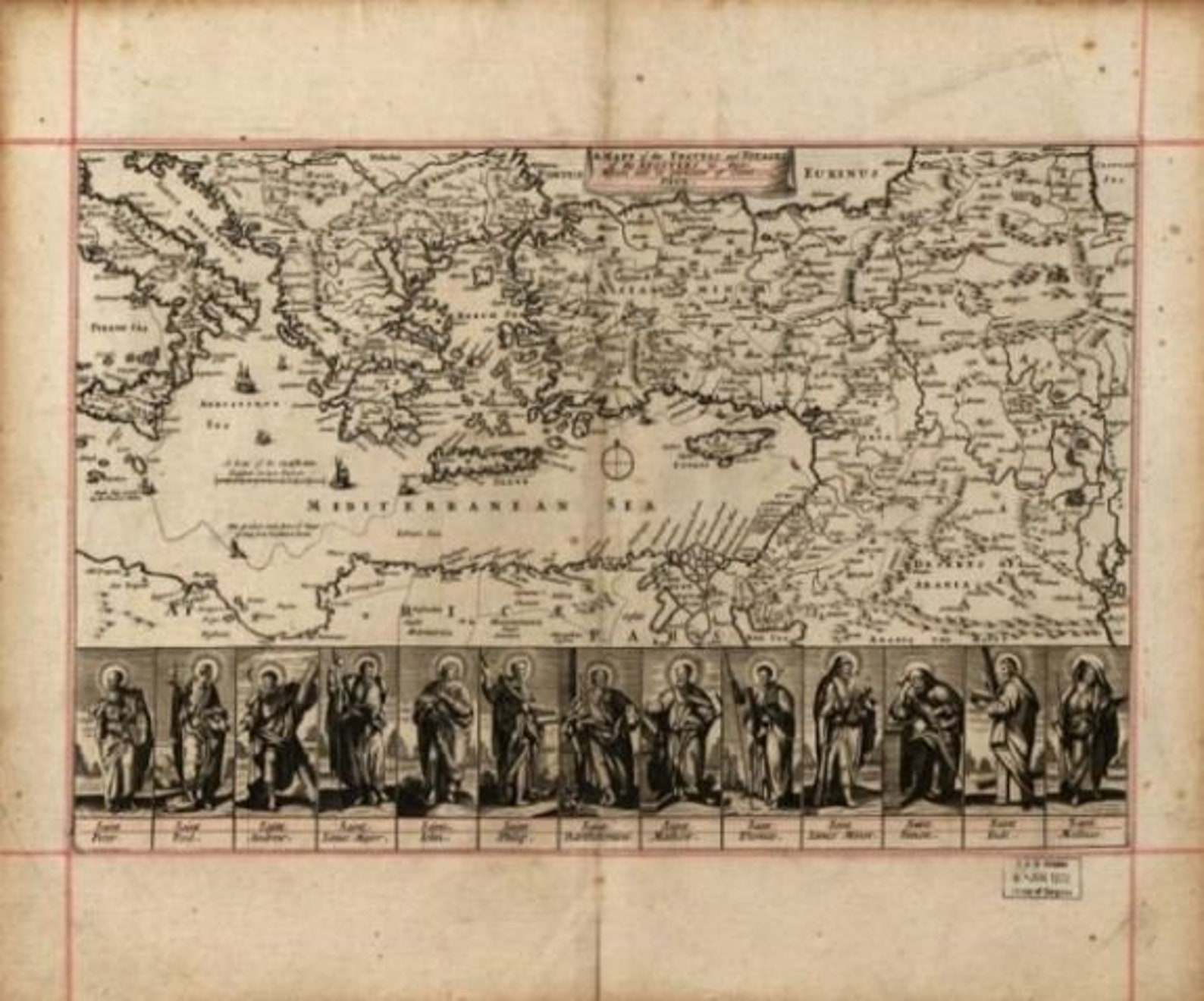 1680 Map A Mapp of the Travels and Voyages of the Apostles in - Etsy