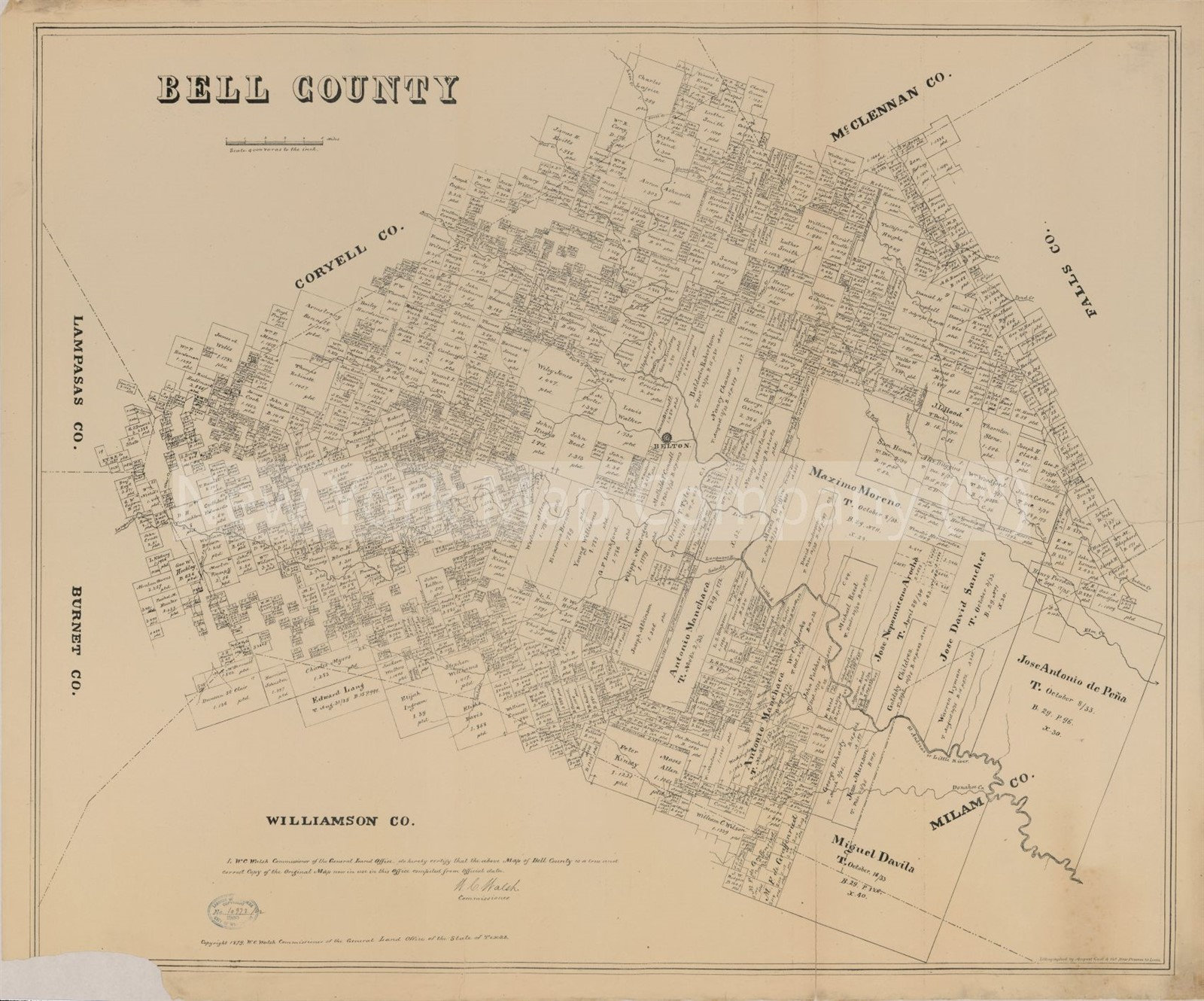 1879 Map Bell County Bell County Bell County Tex | Etsy