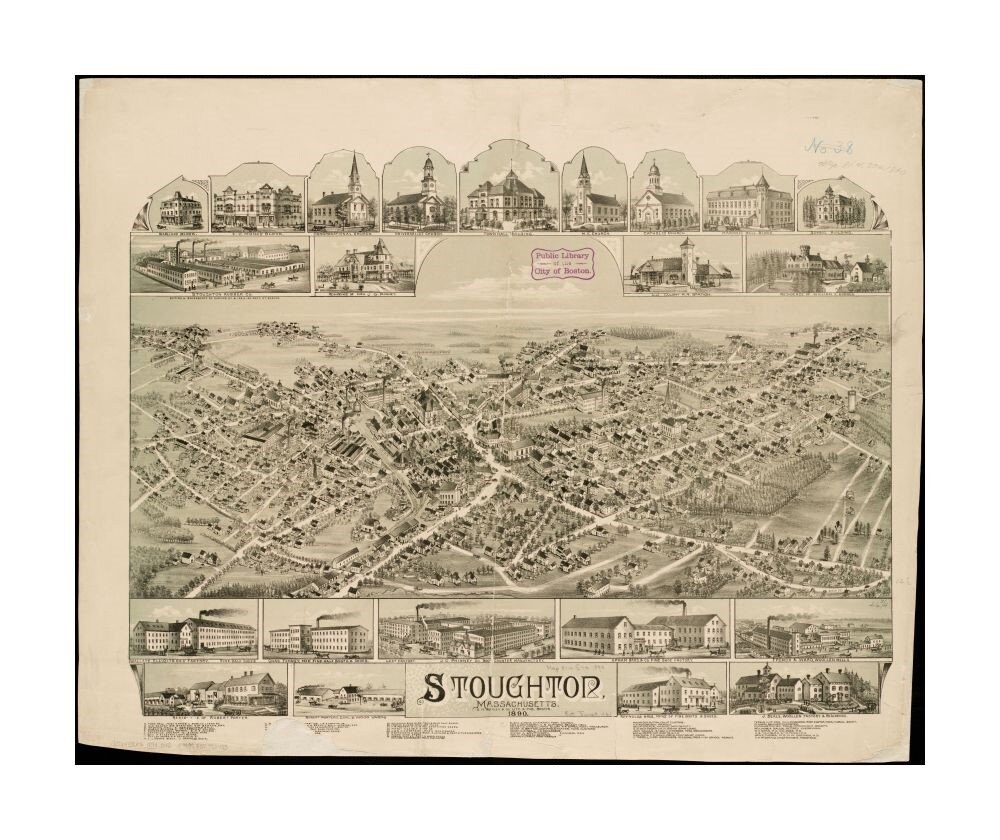 Map 1890 Map Norfolk Stoughton Stoughton Massachusetts: | Etsy