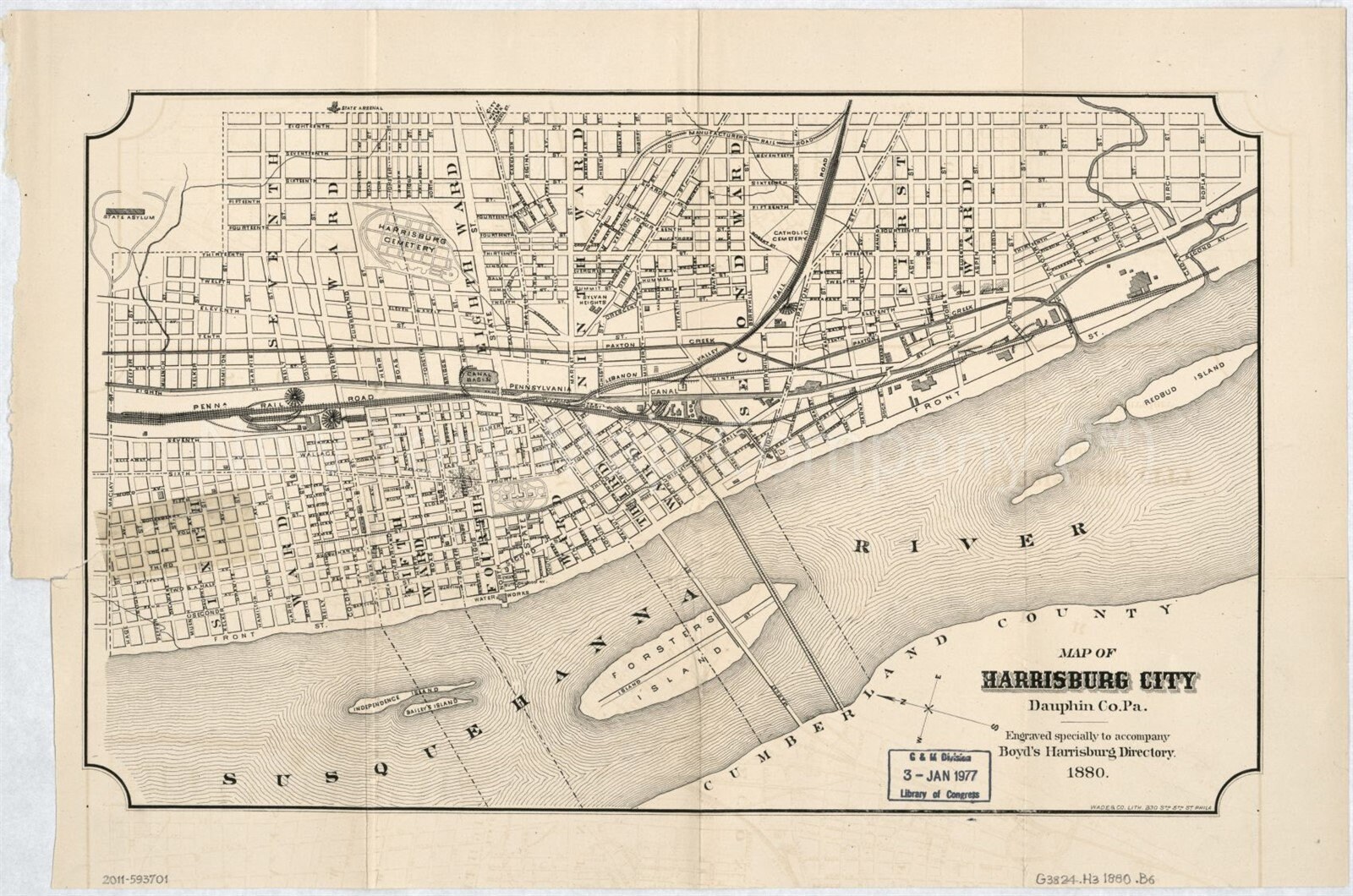 Map 1880 map of Harrisburg City Dauphin Co. Pa. Map Subjects: | Etsy