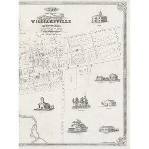 Map: 1854 Map of Buffalo Map of the Village of Williamsville - Etsy