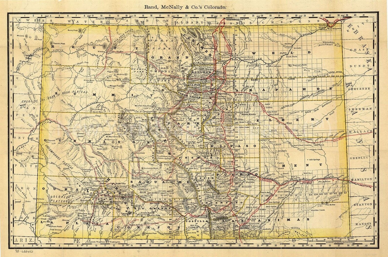 Map 1879 Map Indexed Map of Colorado Showing the Railroads in | Etsy