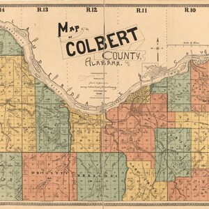 Map 1896 Map of Colbert County Alabama the Part of Colbert - Etsy