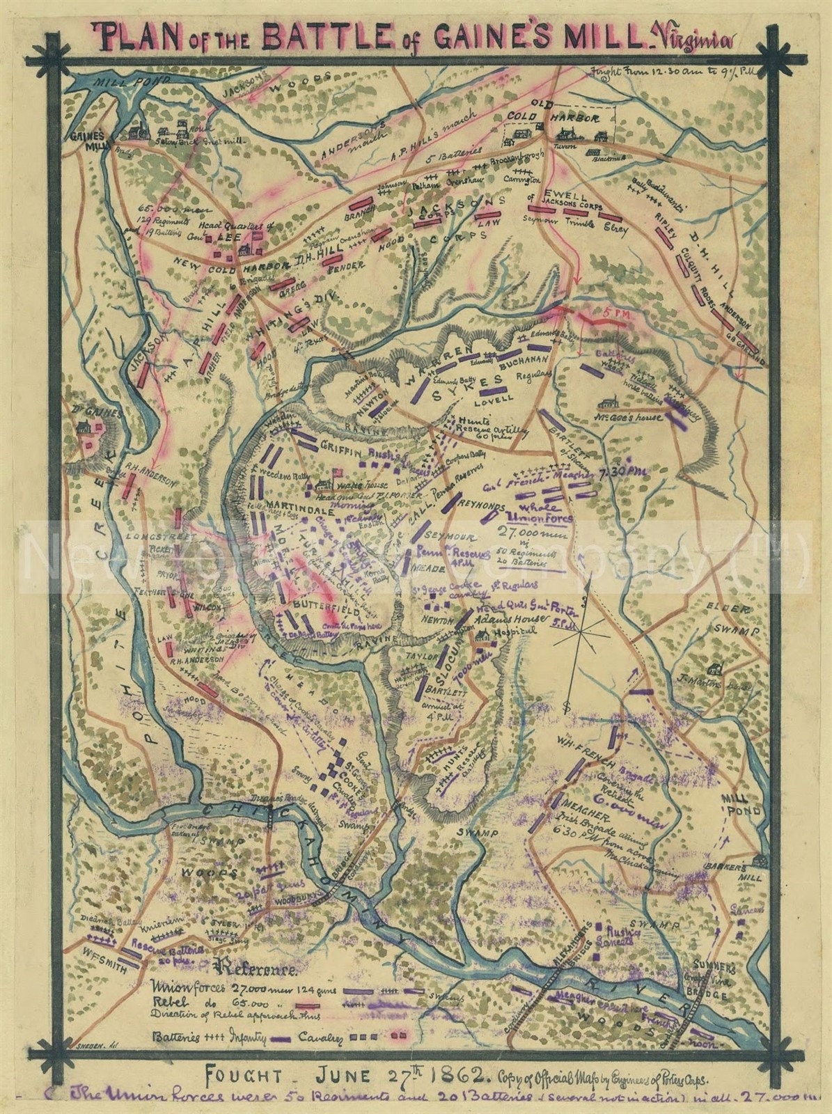 Map 1862 Map of the Battle of Gaine's Mill Virginia - Etsy