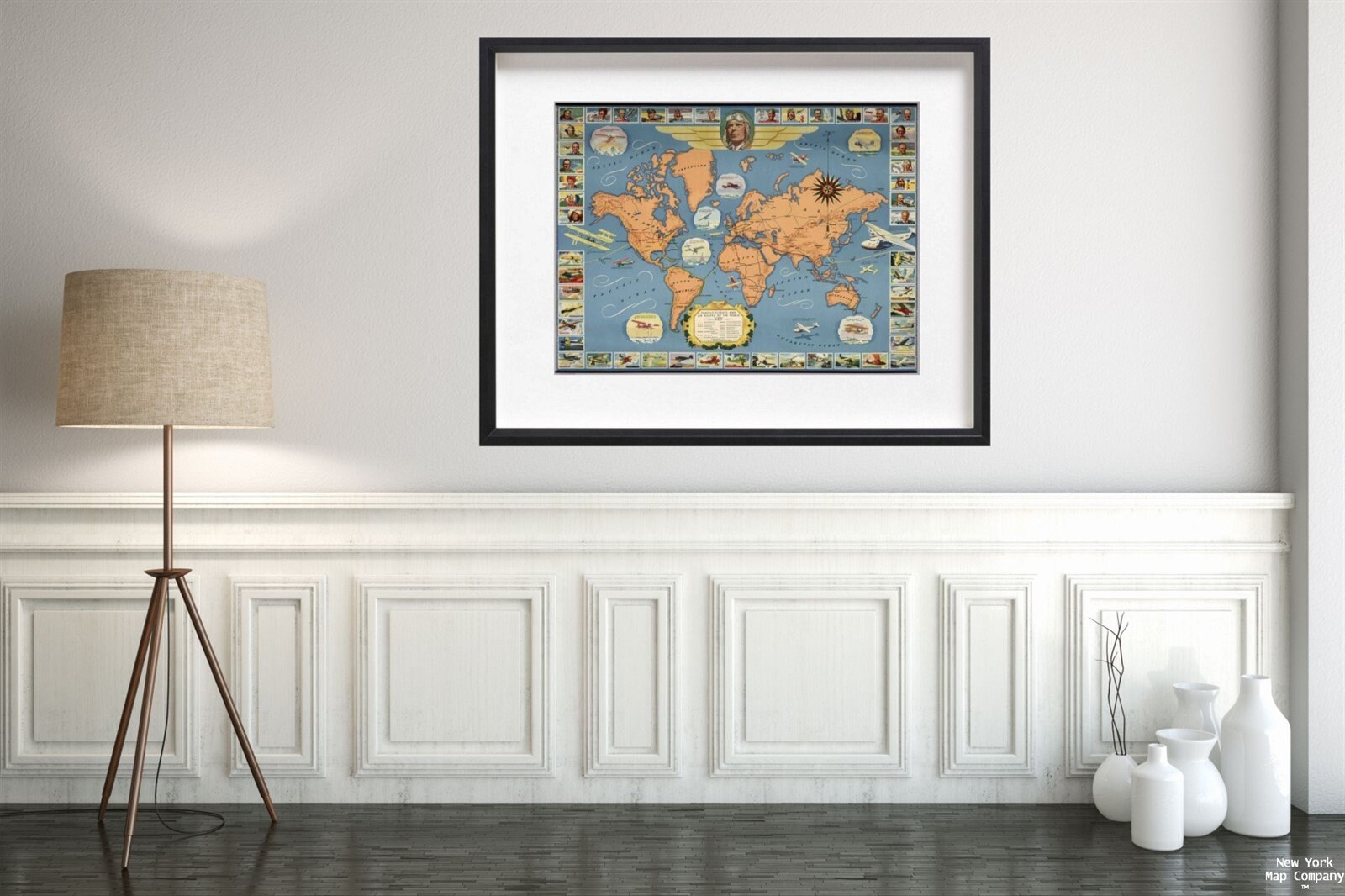 Map: Famous flights and air routes of the world. Complement of | Etsy