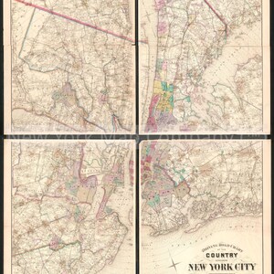 Map 1887 Map Driving Road Chart of the Country Surrounding - Etsy