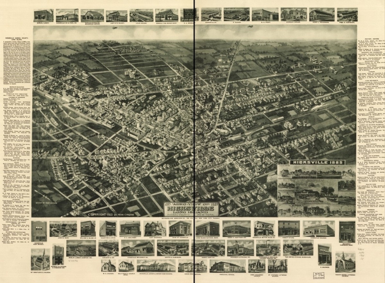 Map 1925 Map 1925 Aero-view of Hicksville Long Island Nassau - Etsy