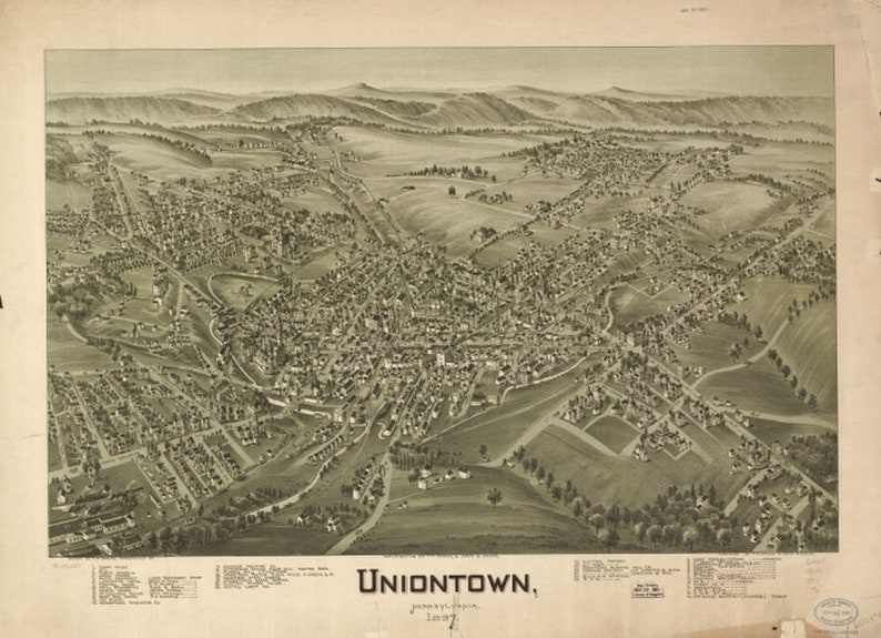 Map 1897 Map Uniontown Pennsylvania 1897. Map Subjects: - Etsy