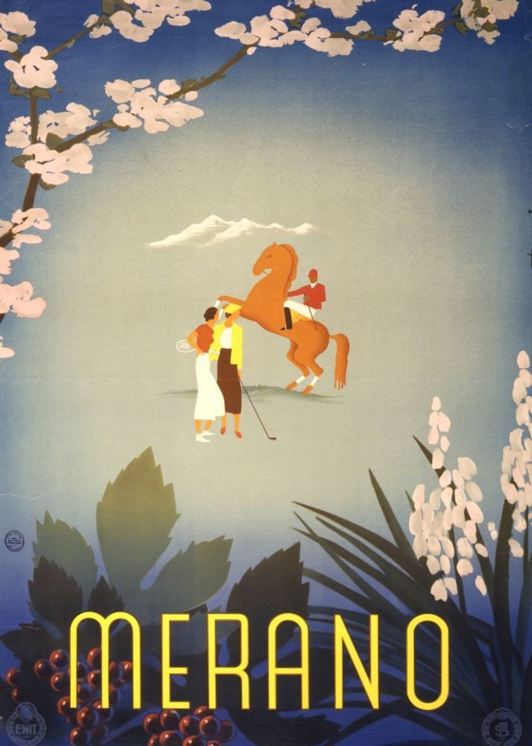 Photo: Merano Travel Poster Showing a Woman With a Tennis - Etsy