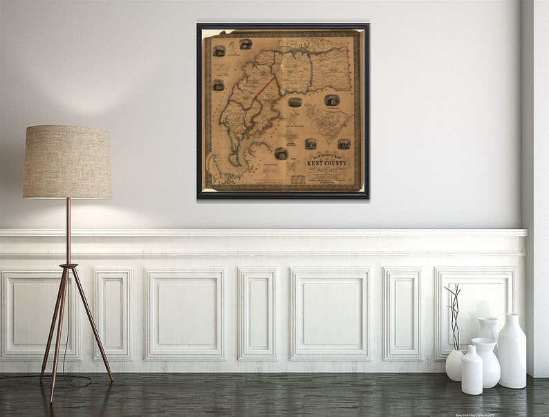 Map 1860 map Martenet's map of Kent County Maryland | Etsy