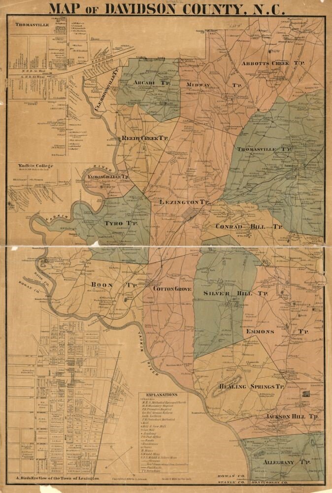 Map 1890 Map of Davidson County N.C. Map Subjects: Cadastral | Etsy