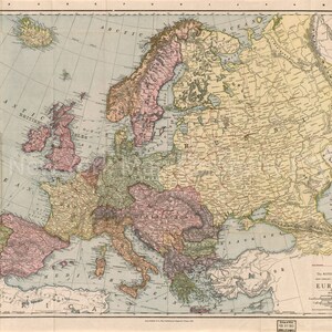 Map 1912 Map the Rand-mcnally New Library Atlas Map of Europe. - Etsy