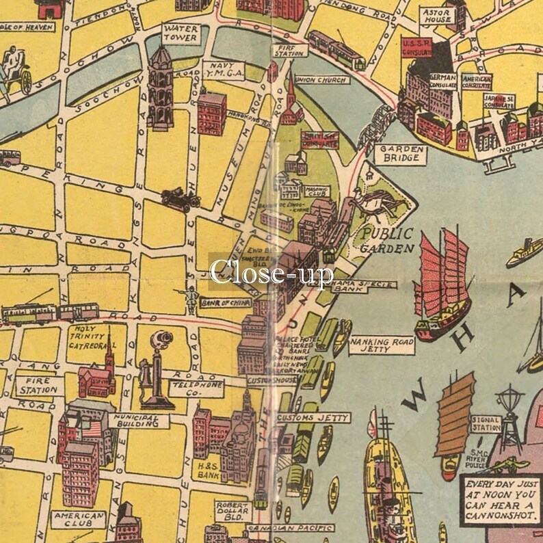 Map: 1935 Map China Shanghai Illustrated Historical of | Etsy