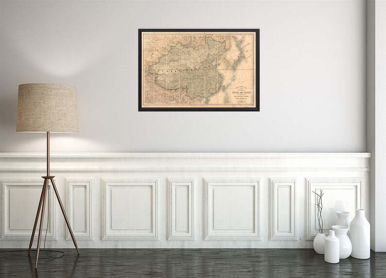 1880 Map Stanford's Map of the Empires of China and | Etsy