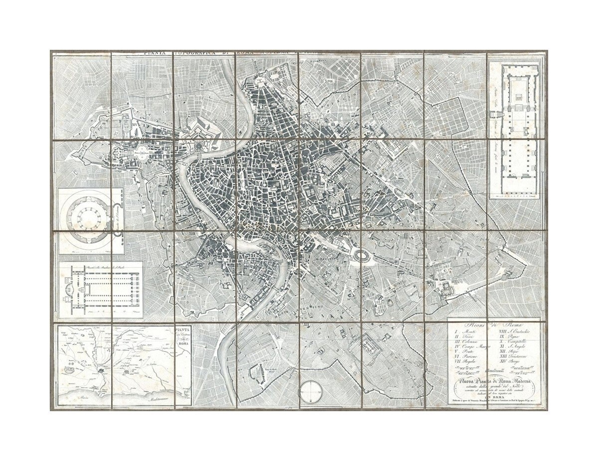 Map: A Fine and Rare 1843 Case Format Map of Rome Italy by | Etsy