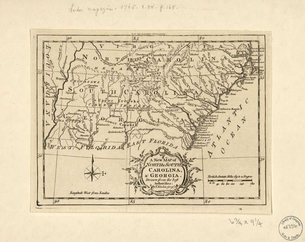 1765 Map A New Map of North and South Carolina and Georgia. | Etsy
